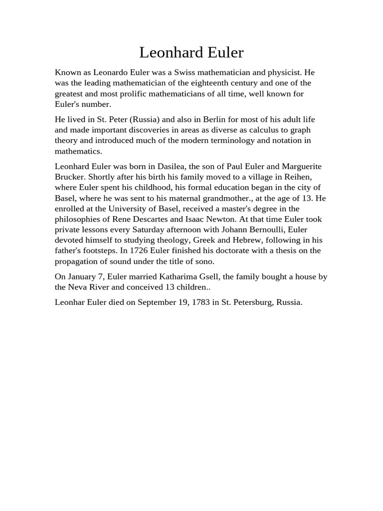 Leonhard Euler | PDF | Philosophy