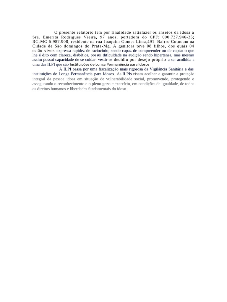 Relatorio Ilpi | PDF