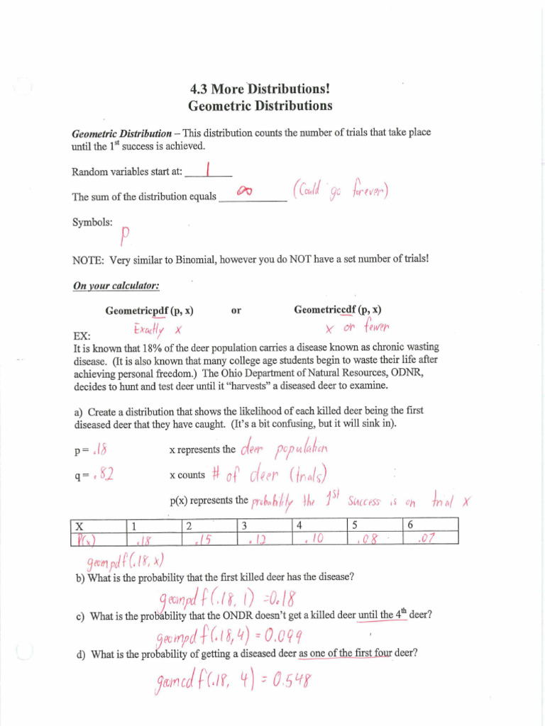 Geometric Distributions Notes | PDF | Mathematics | Statistical Models