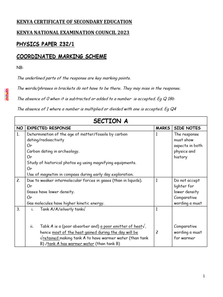 Physics P1 MS KCSE 2023 Teacher - Co - .Ke | PDF | Acceleration | Friction