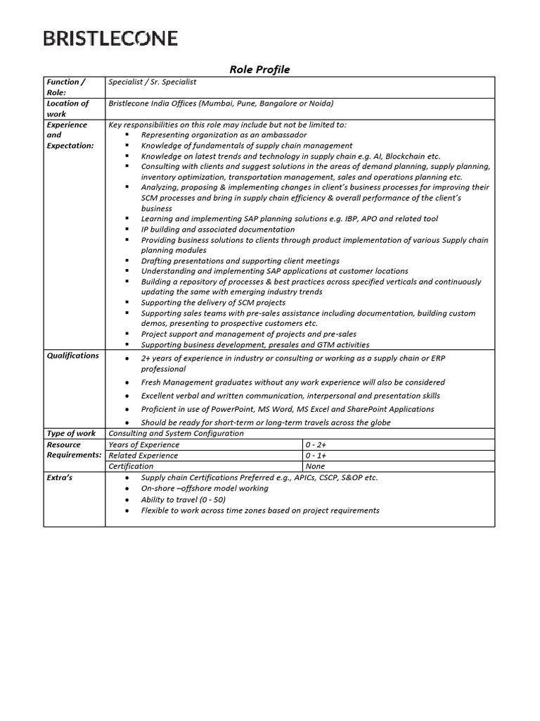 Bristlecone JD-Planning | PDF | Supply Chain Management | Supply Chain