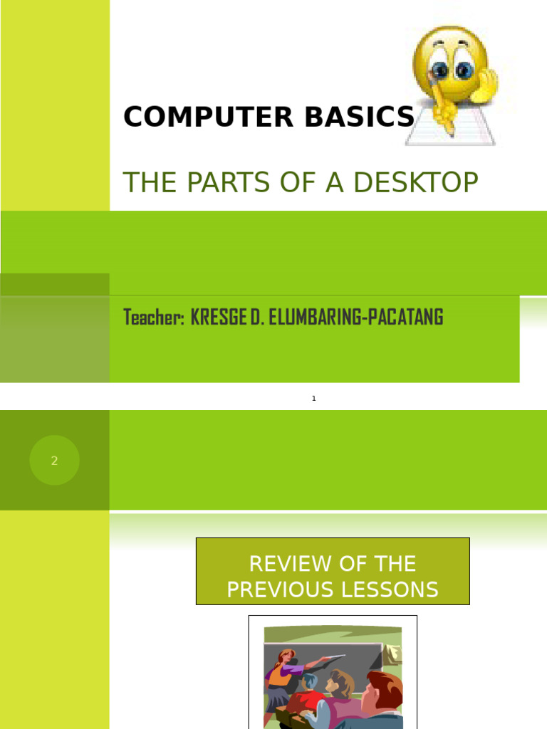 Lesson4 Partsofadesktop 190831135024 | PDF | Graphical User Interfaces | Cursor (User Interface)