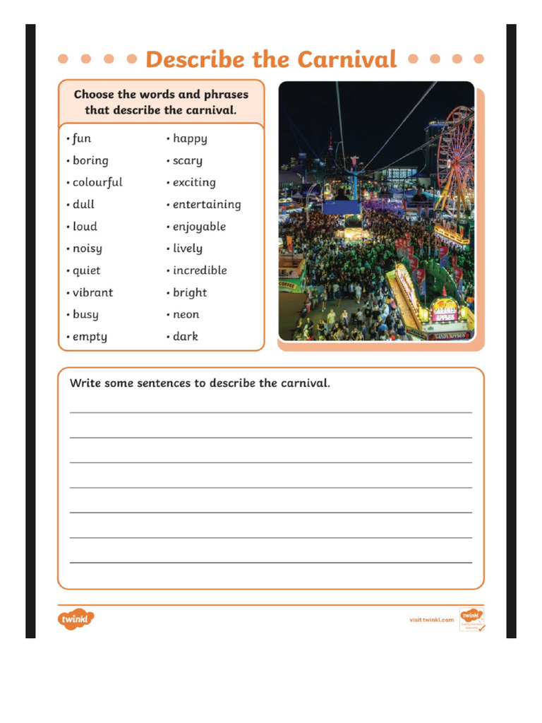 Describe Carnival and Desert Cleaned | PDF