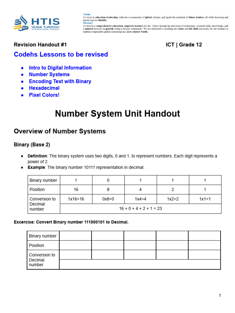 G12 - Handout #1 | PDF | Rgb Color Model | Decimal