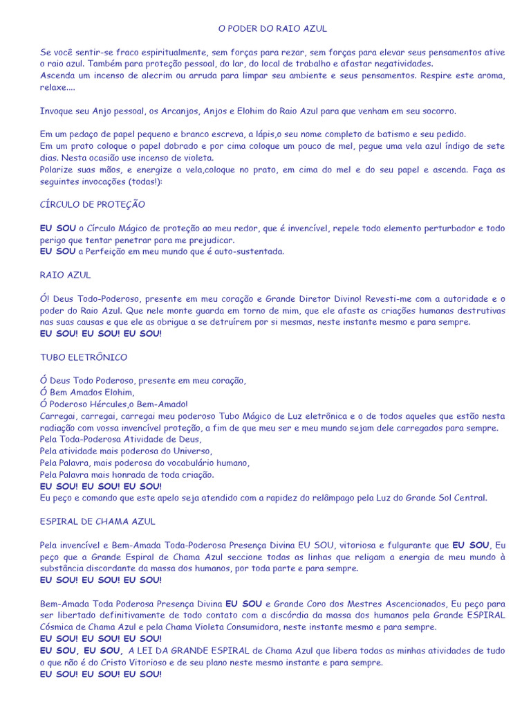 Poder Do Raio Azul RITUAL | PDF | Deus | Amor