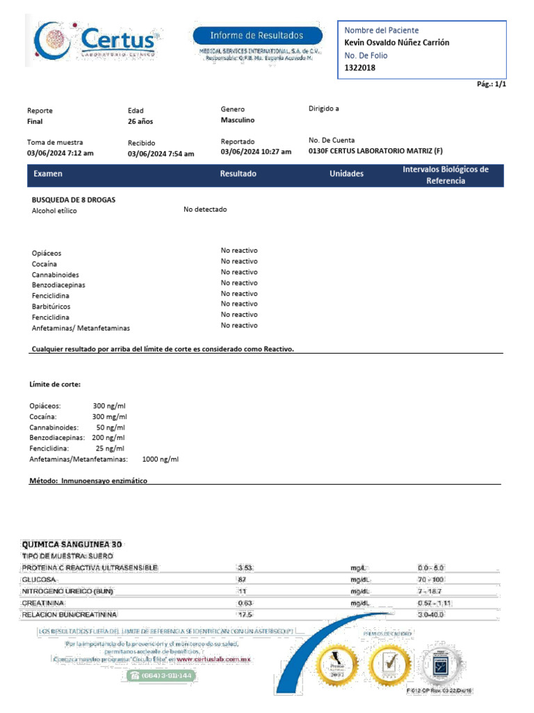 Resultados de Doping en Certus Lab | PDF