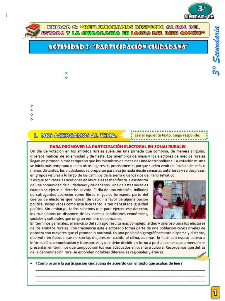 3° DPCC - Actv.03-Unid.6 2023 | PDF | Gobierno local | Votación