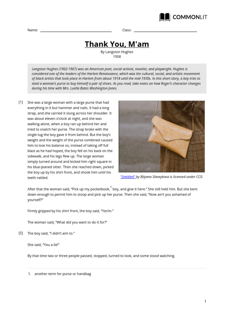 Roger's Transformation in "Thank You, M'am" | PDF