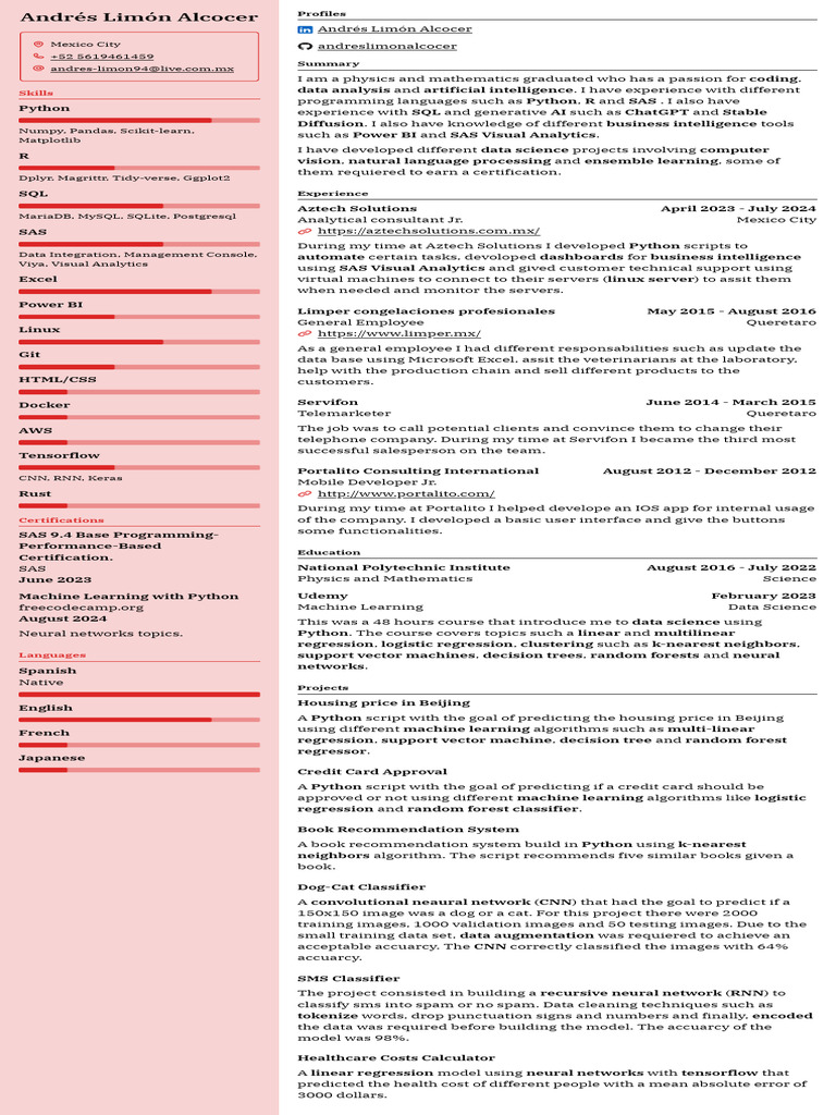 Andres Limon Alcocer English | PDF | Machine Learning | Artificial ...