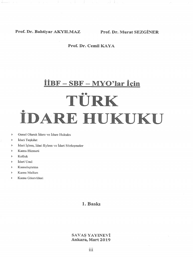 Türk Idare Hukuku Bahtiyar Akyılmaz | PDF