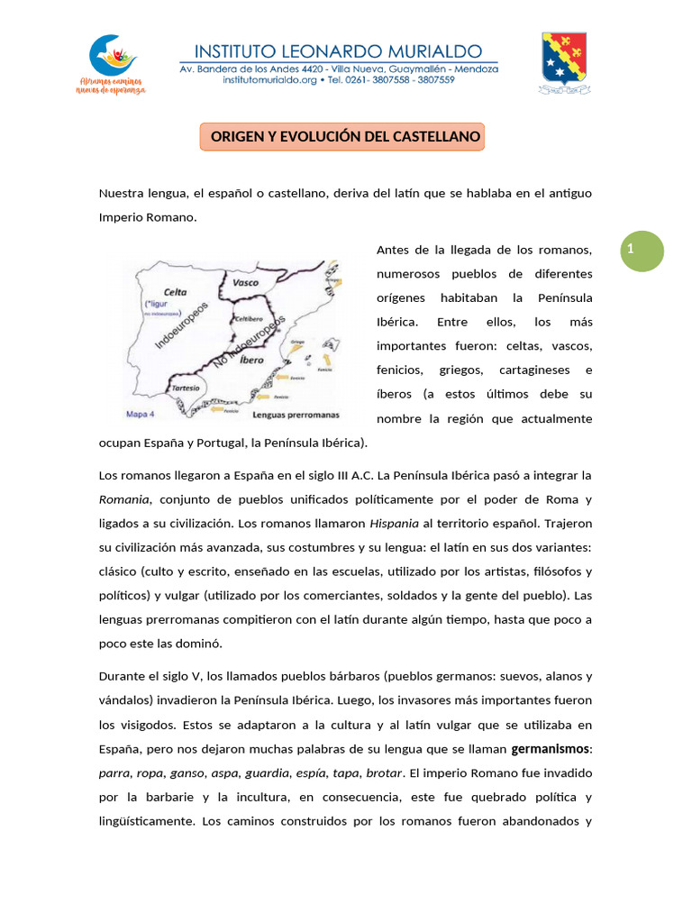 Origen y Evolución Del Castellano | PDF | latín | Lengua española