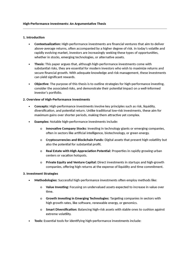 High Performance Investment | PDF | Investing | Financial Risk