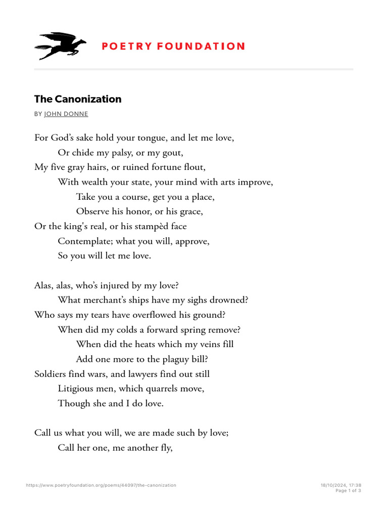 "The Canonization by John Donne" | PDF | Law | Poetry