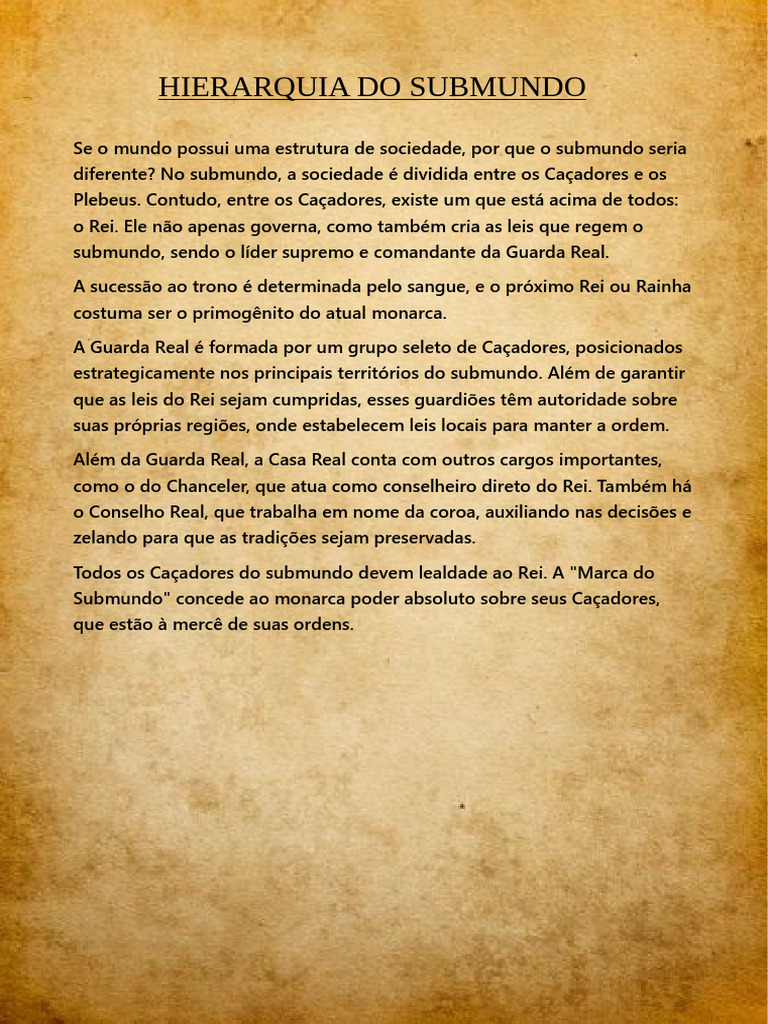 Hierarquia do Submundo | PDF