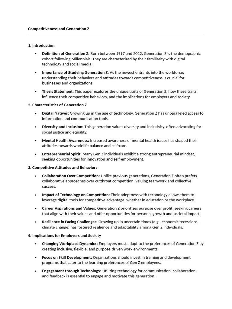 Competitiveness and Generation Z | PDF | Psychological Resilience ...