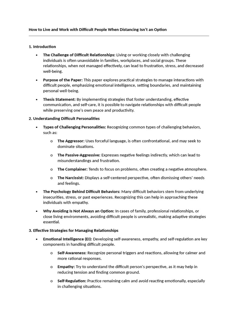 How To Live and Work With Difficult People When Distancing Isn | PDF ...