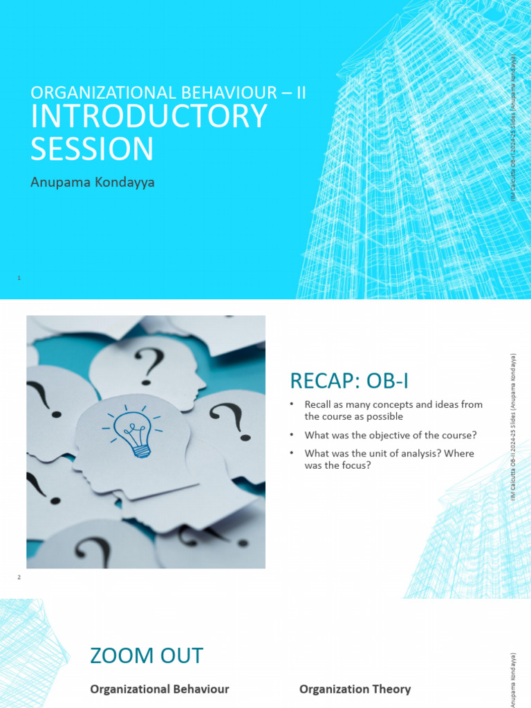 OB II Session 01 - Introduction | PDF | Transaction Cost | Organizational Behavior