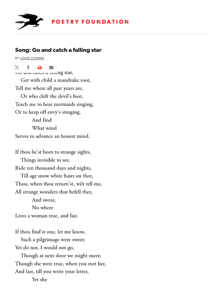 Song - Go and Catch A Falling Star - The Poetry Foundation | PDF