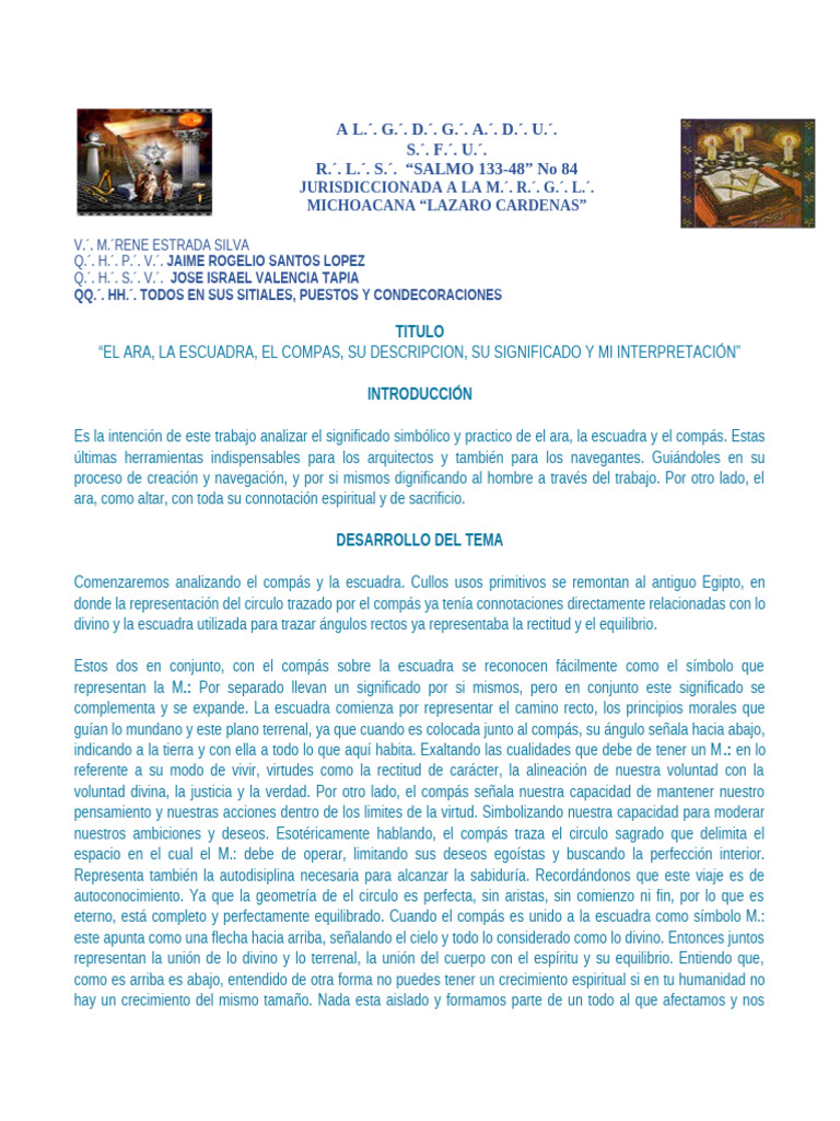 El Ara, La Escuadra, El Compas, Su Descripcion, Su Significado y Mi Interpretación | PDF ...