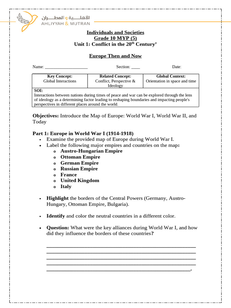 Europe Map Activity 2024 - G10 | PDF | World War II | Europe