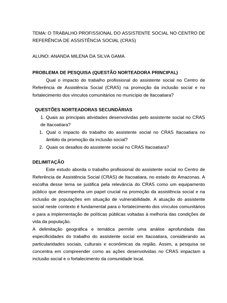 Atividade Do Artigo-Ananda | PDF | Sociologia | Trabalho social