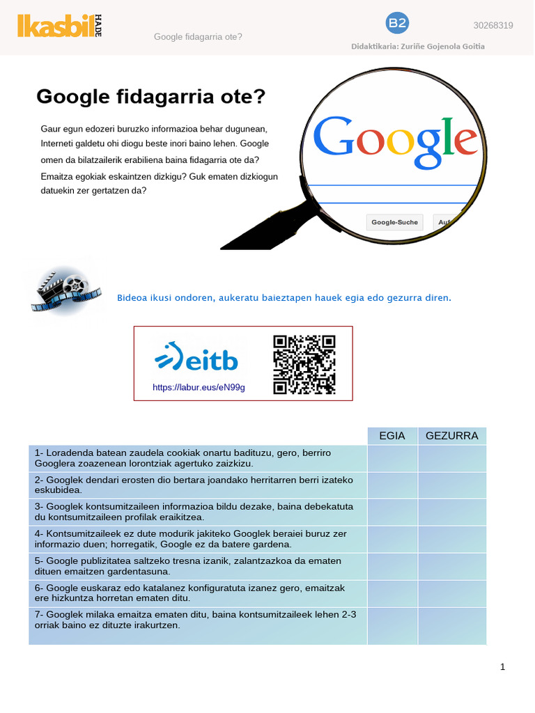Google Fidagarria Ote (B2) | PDF
