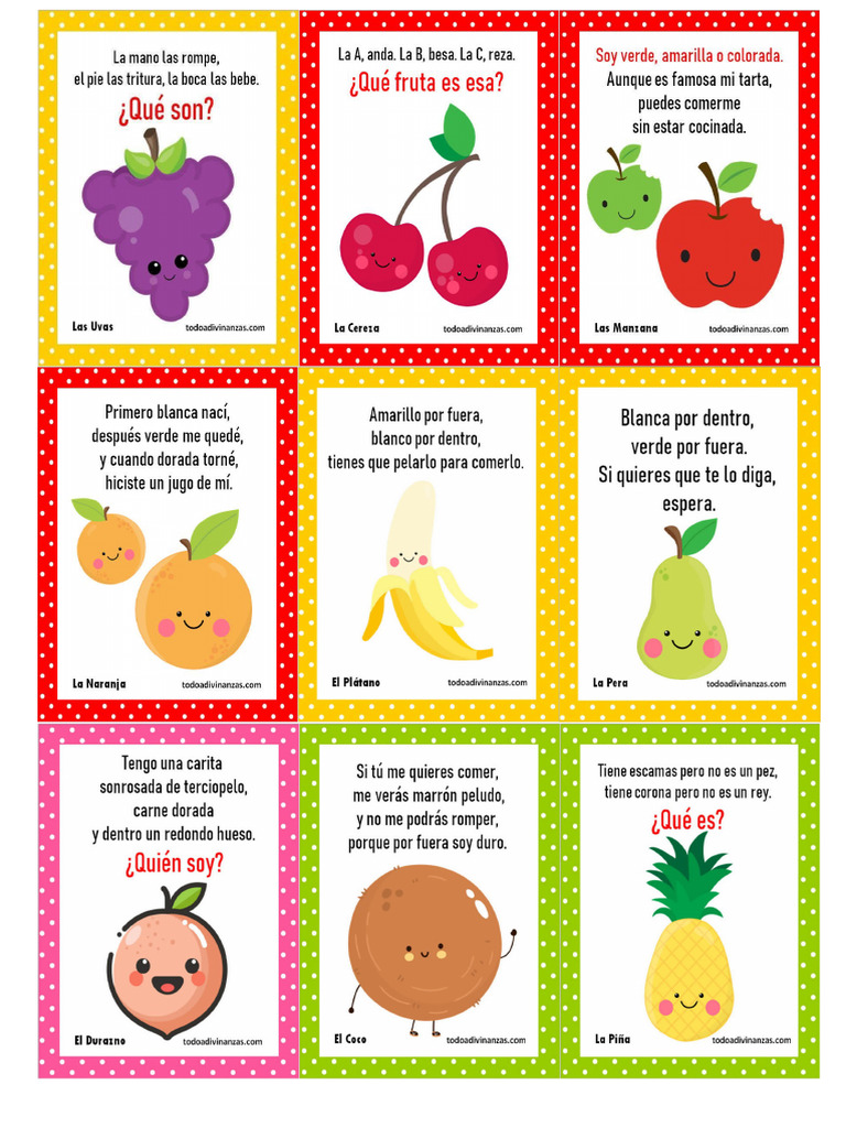 Adivinanzas Frutas | PDF
