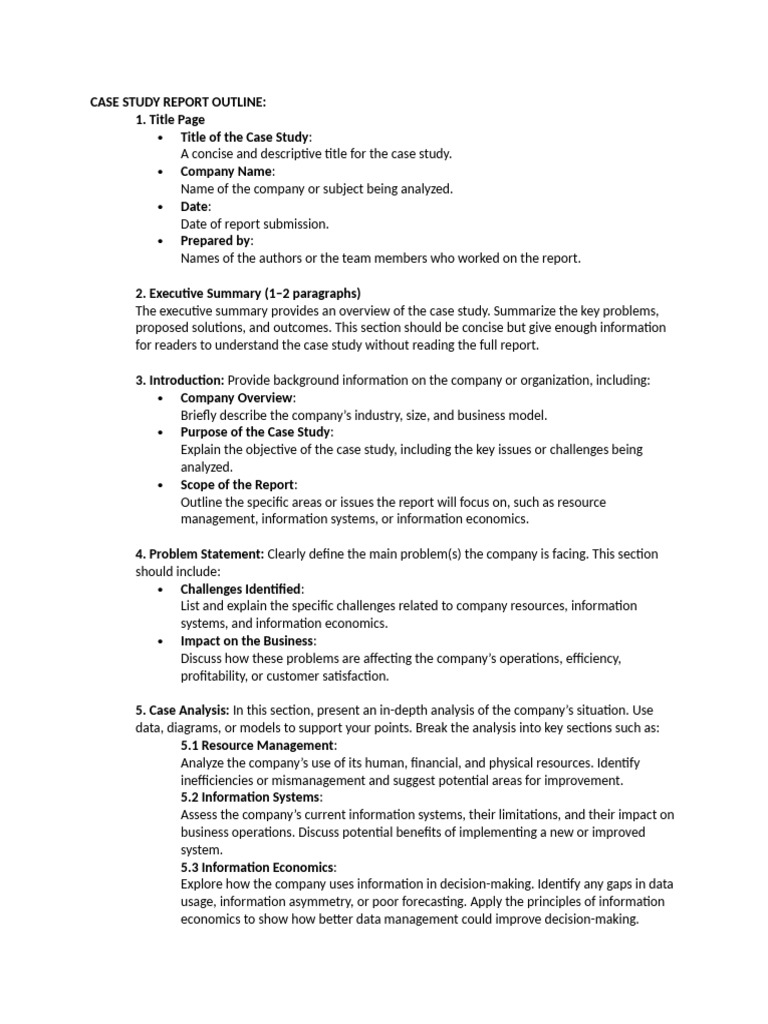 Case Study Report Template | PDF | Information | Economics