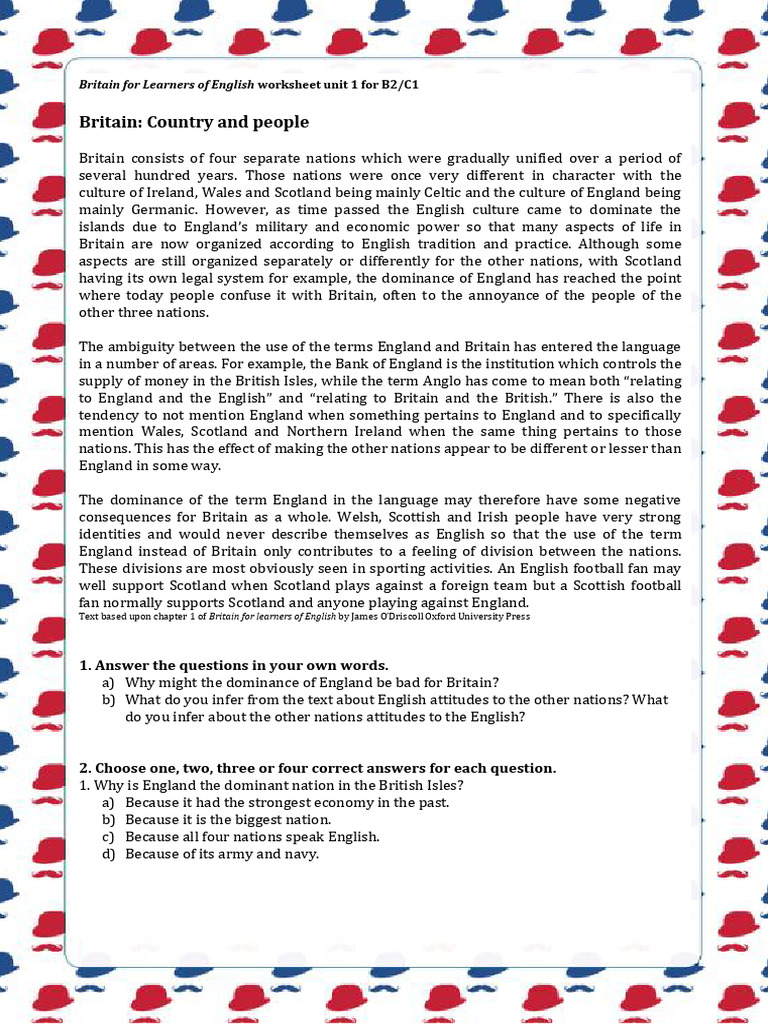 Britain Country and People Unit1 B2C1 | PDF | Scotland | Great Britain