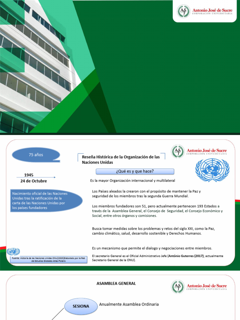 Historia y Funciones de la ONU | PDF | Naciones Unidas | Relaciones ...