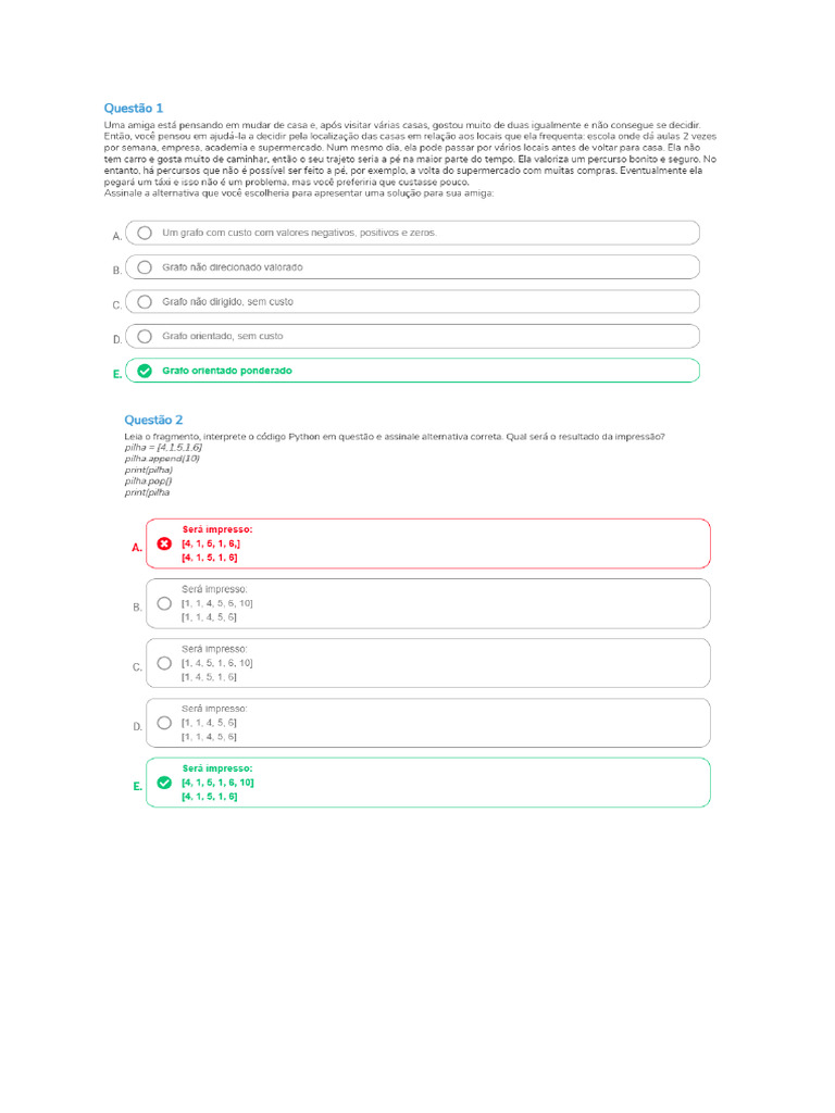 PROVA PRESENCIAL - 1º CHAMADA - ESTRUTURA DE DADOS - 1 A 4 | PDF