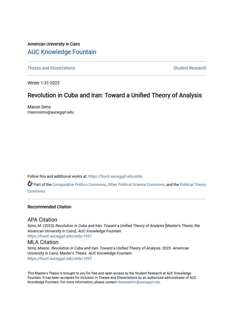Cuba and Iran: Unified Revolution Theory | PDF | Revolutions | Theory