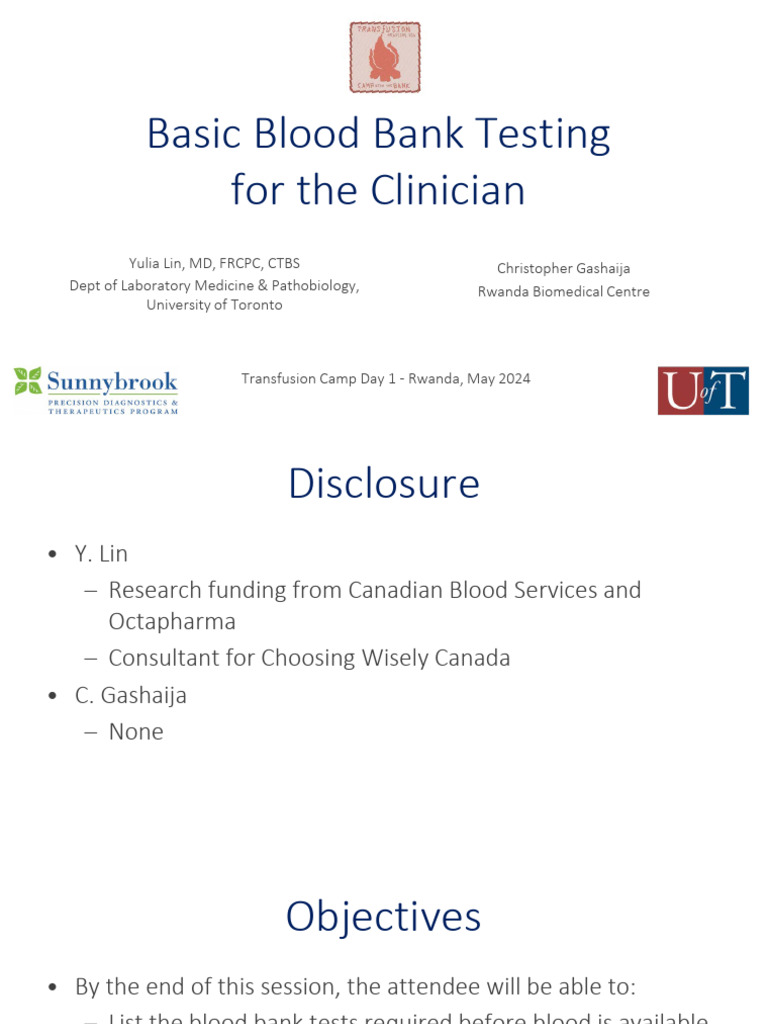 Lecture 3 Blood Bank Testing Rwanda 2024 | PDF | Blood Type | Medicine
