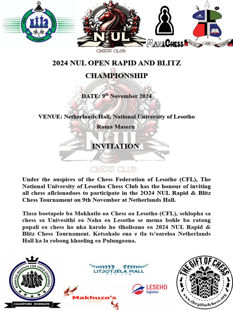 2024 Nul Open Rapid and Blitz Championship Official Invitation Letter ...