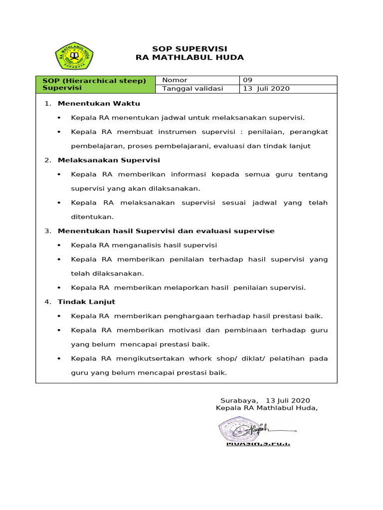 Sop Supervisi | PDF