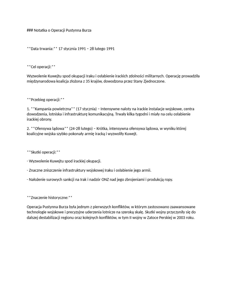 Operacja Pustynna Burza | PDF