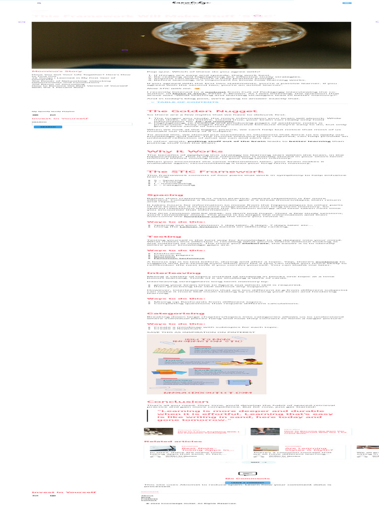 This Framework Will Make Stuff 'STIC' - Knowledge Outlet | PDF | Memory ...