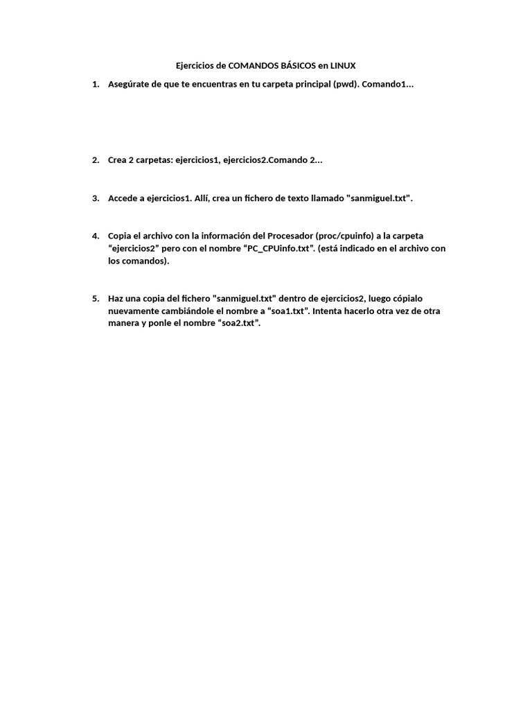 Ejercicios de Comandos Básicos en Linux | PDF