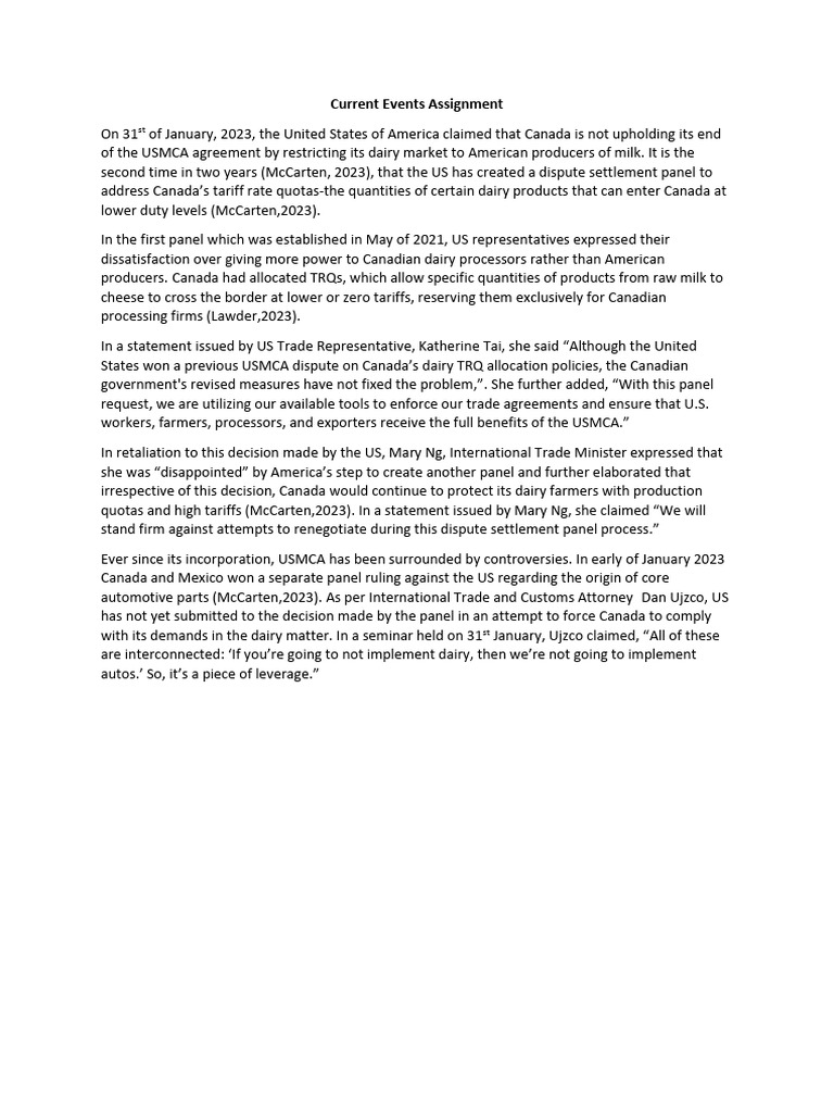 Current Events Assignment. | PDF | Economies | International Business