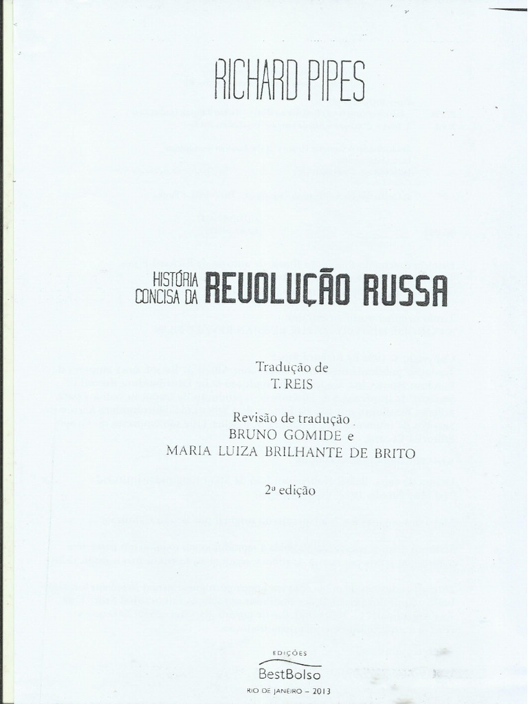 Richard Pipes. Reflexões Sobre A Rev. Russa | PDF