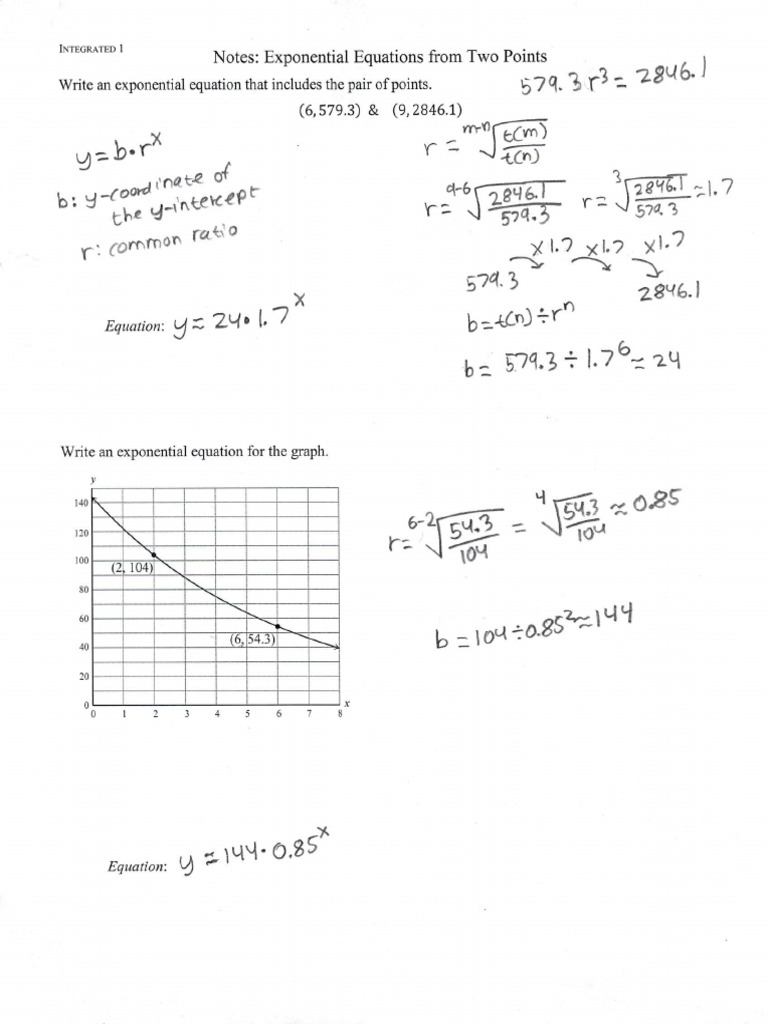 10-18-24 Teacher Notes Exponential Equations From Two Points | PDF