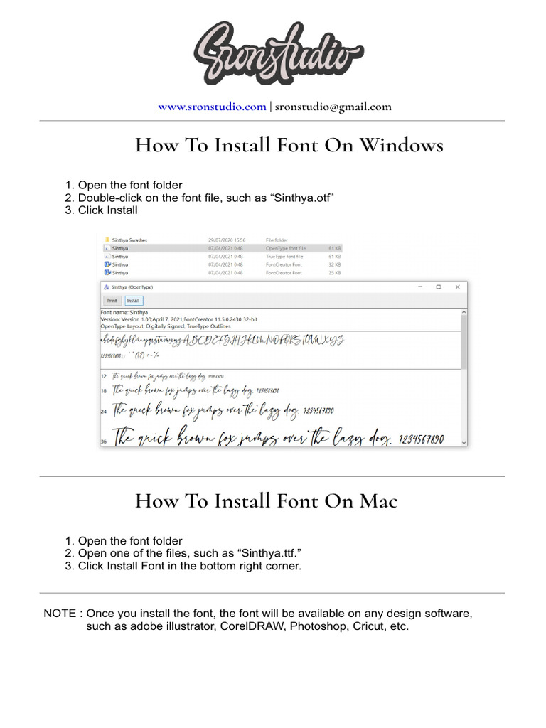 Sronstudio Font Guide !!! | PDF