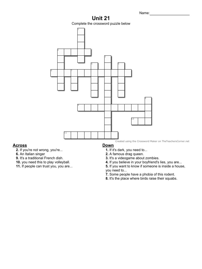 Crossword Puzzle Clues and Answers | PDF
