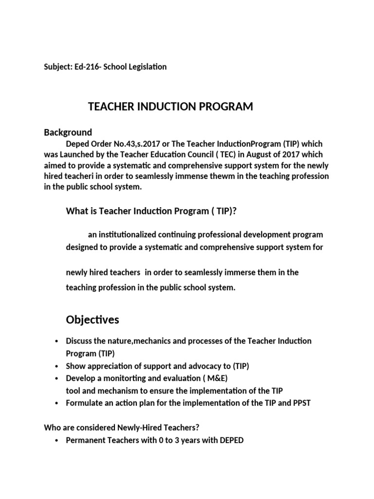 Teacher Induction Program | PDF | Mentorship | Teachers