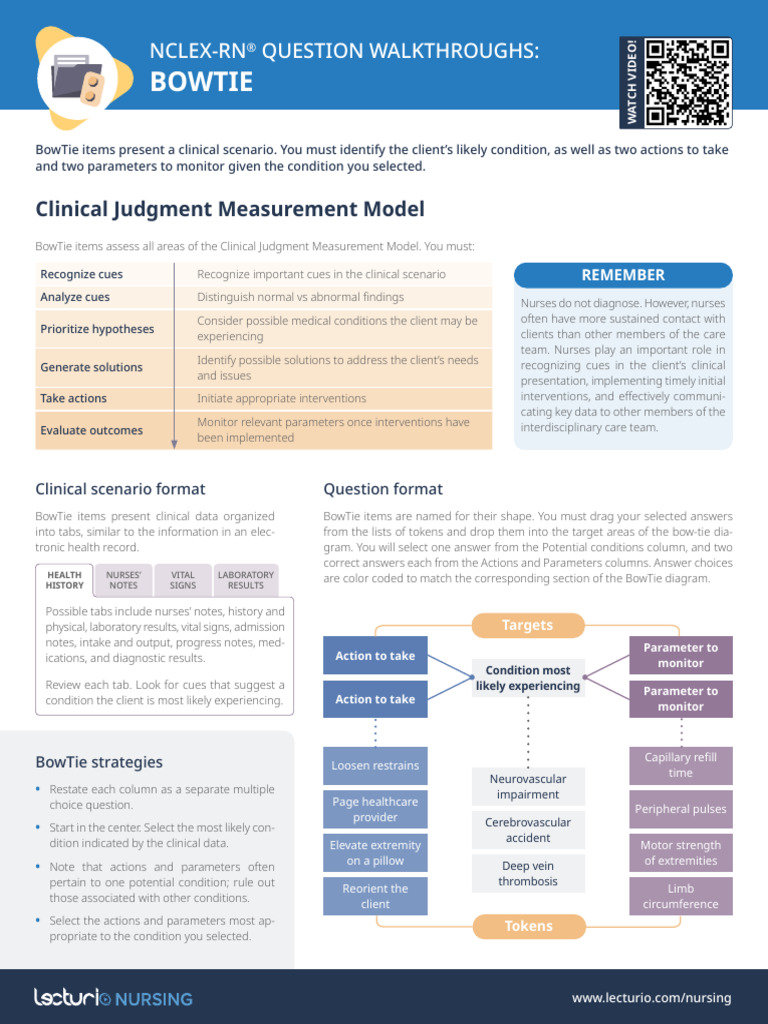 NURS CheatSheet NCLEX RN Question Walkthroughs BowTie 1 | PDF | Nursing | Clinical Medicine