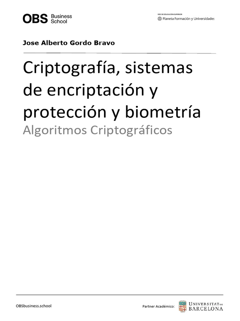 Algoritmos Criptográficos | PDF | Clave (criptografía) | Cifrado
