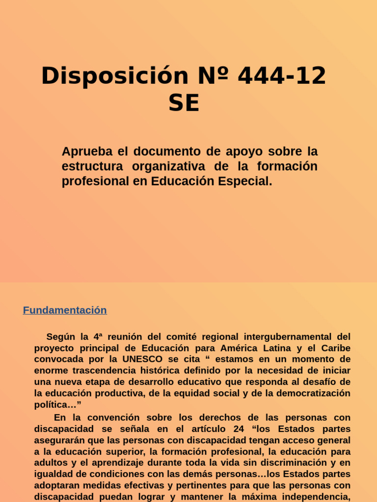 Disposición #444-12 SE | PDF | Invalidez | Aprendizaje