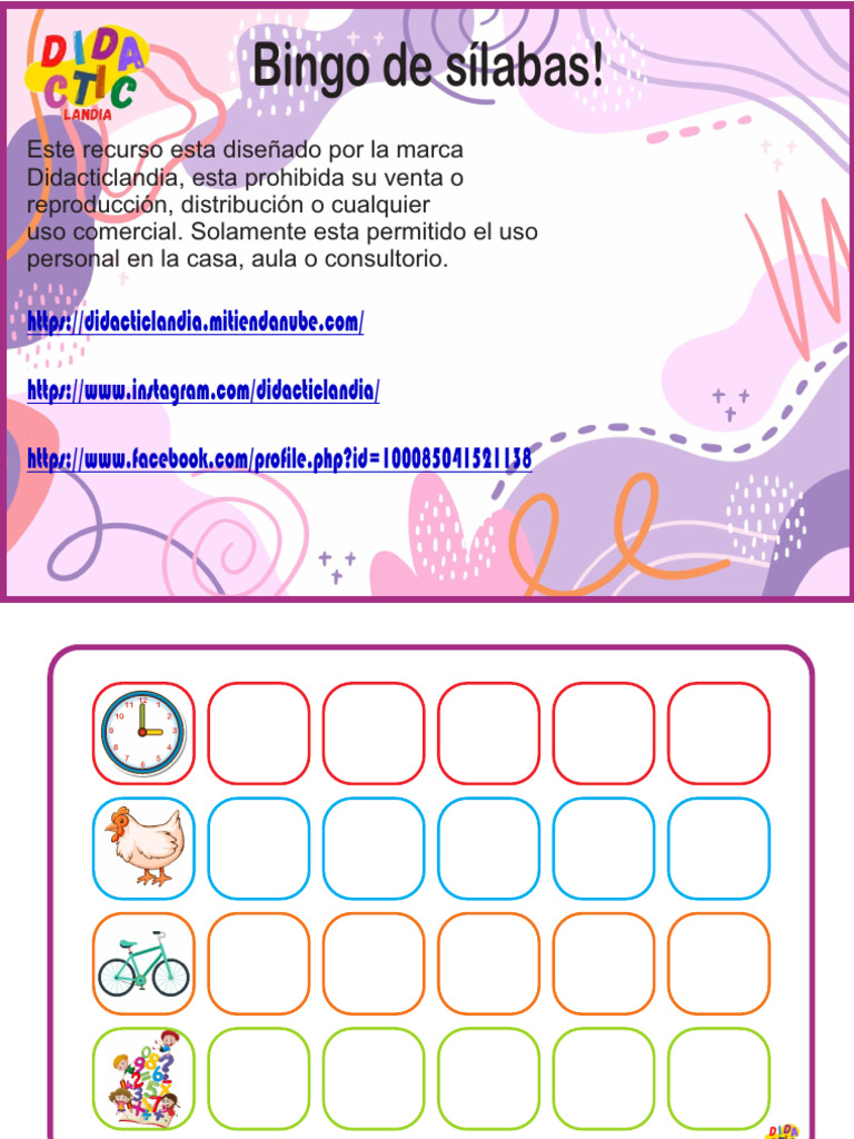 Bingo de Sílabas | PDF