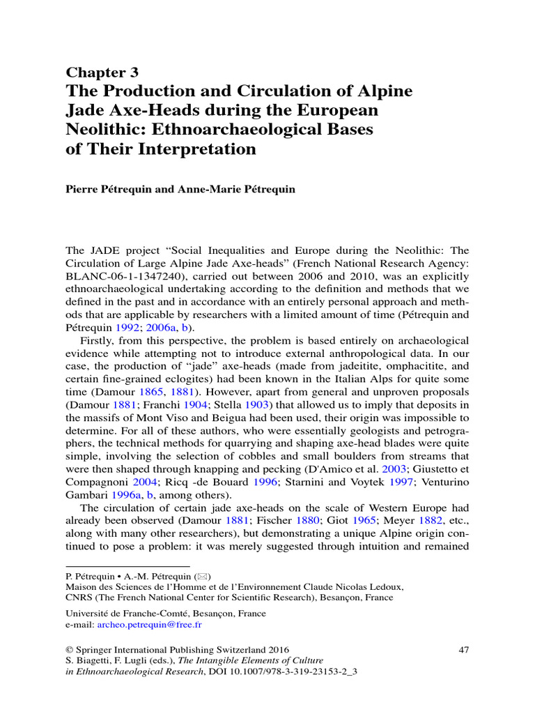 PETREQUIN Et Al 2016 The Production and Circulation of Alpine | PDF | Hypothesis