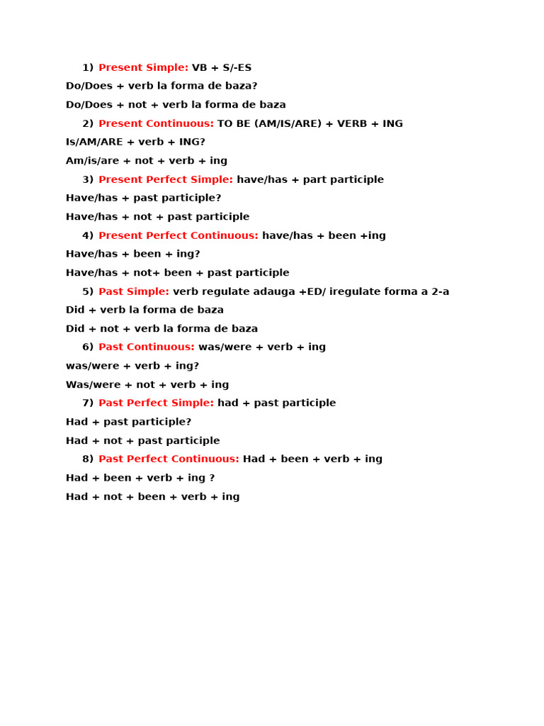 Timpuri Verbale Rezumat | PDF